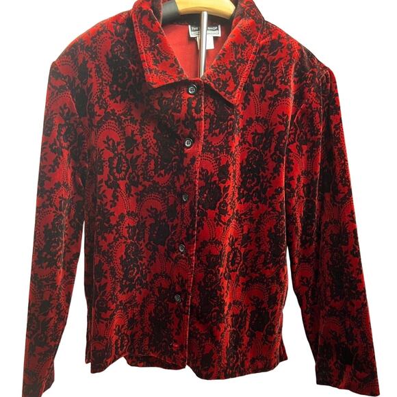 The Tog Shop | Jackets & Coats | Velvet Large Red Black Jacket ...